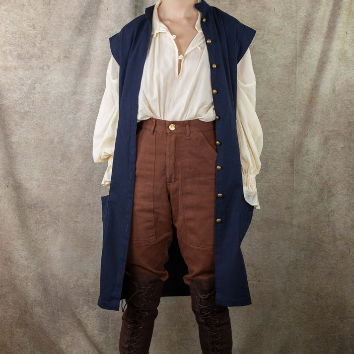 Navy Blue Pirate Vest | Linen Waistcoat Tunic – French Meadows