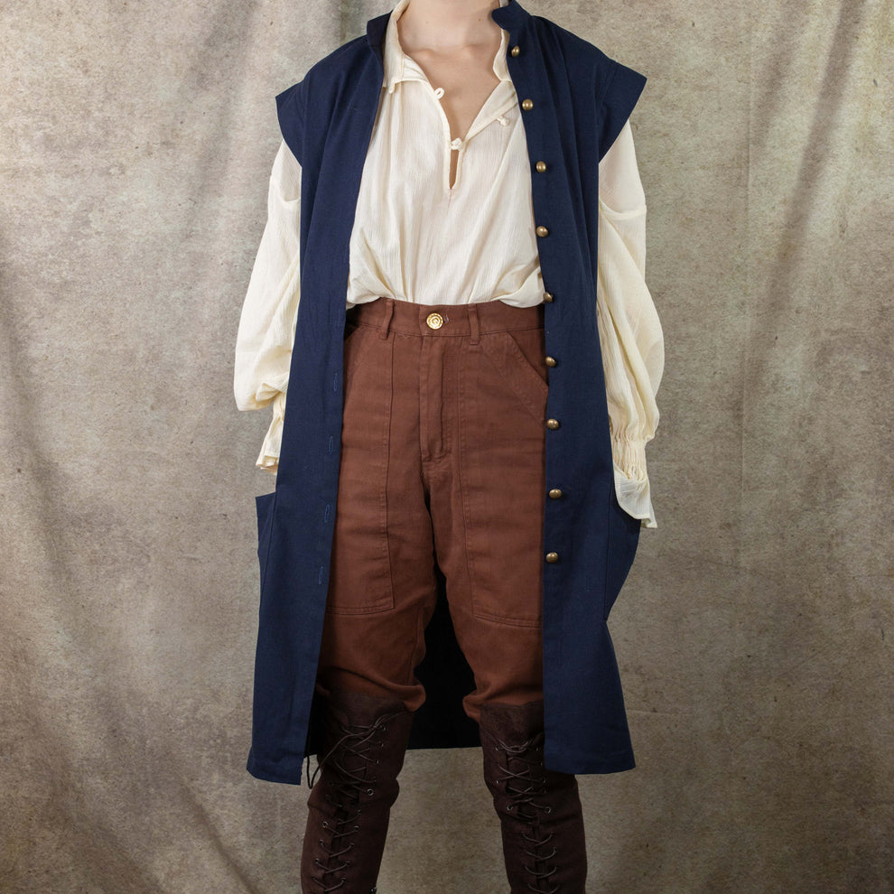 Navy Blue Pirate Vest | Linen Waistcoat Tunic – French Meadows