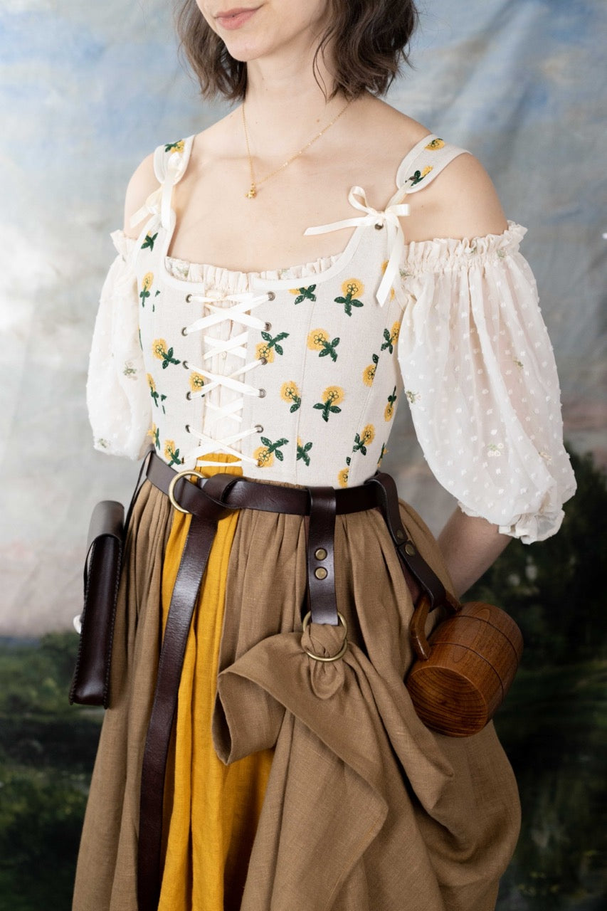 Handmade Ivory Dandelion Linen Corset Dress – French Meadows