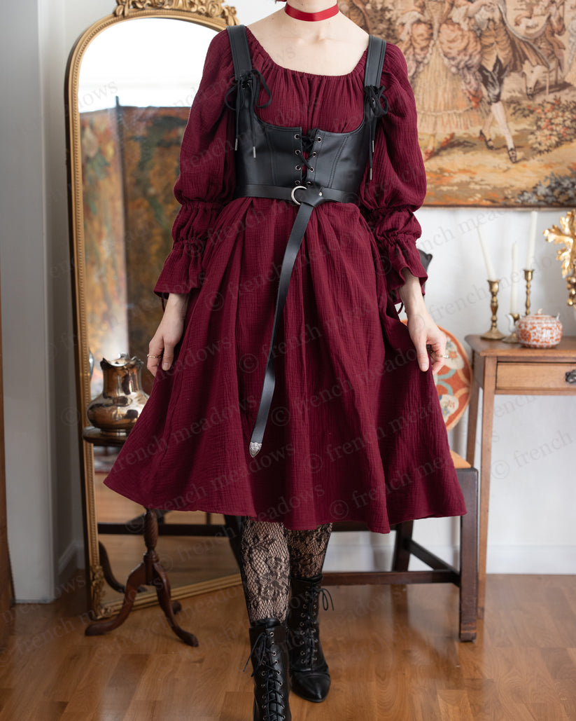 Dark Red Cotton Puff Sleeve Chemise – French Meadows