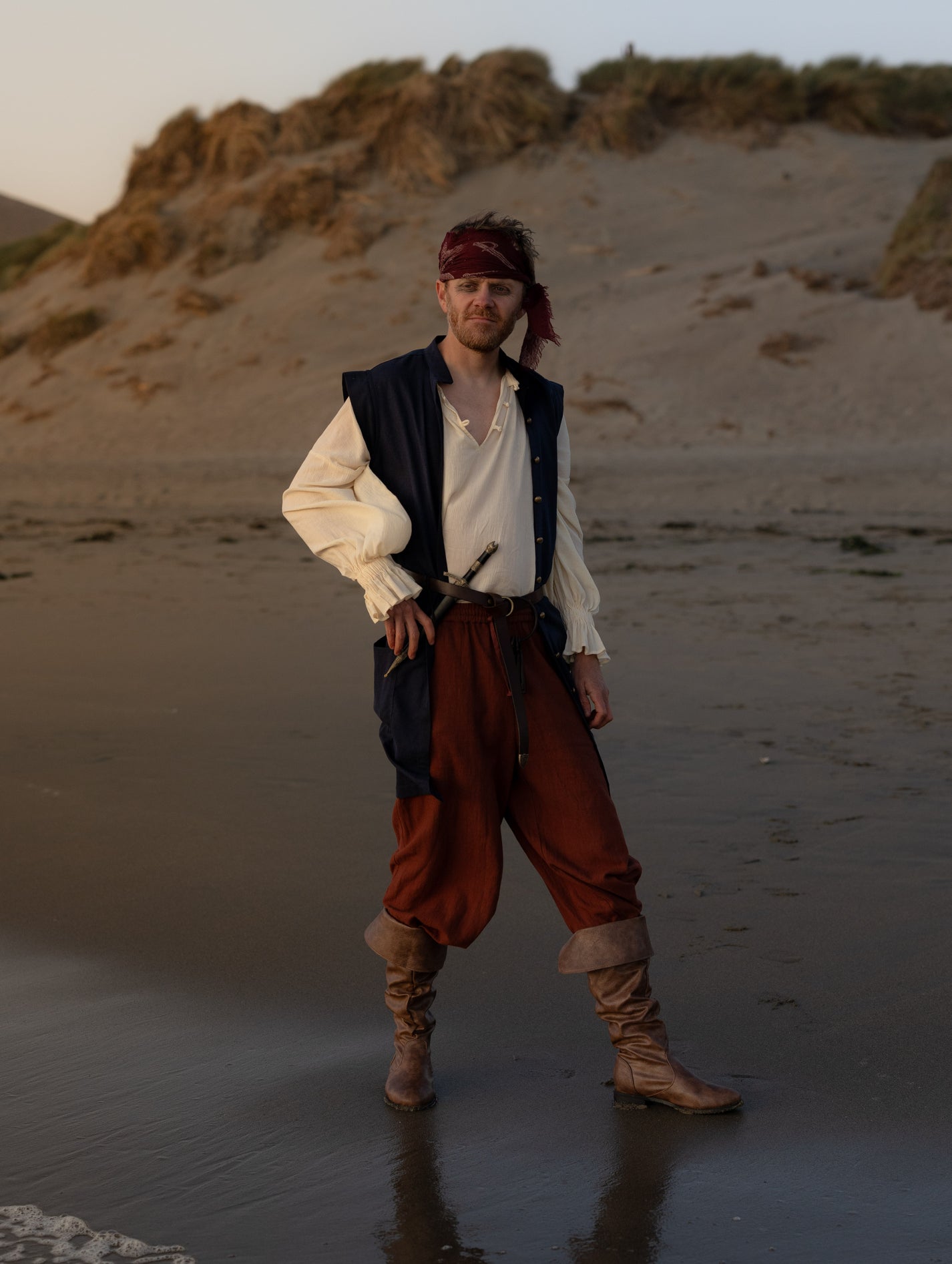 Navy Blue Pirate Vest | Linen Waistcoat Tunic – French Meadows