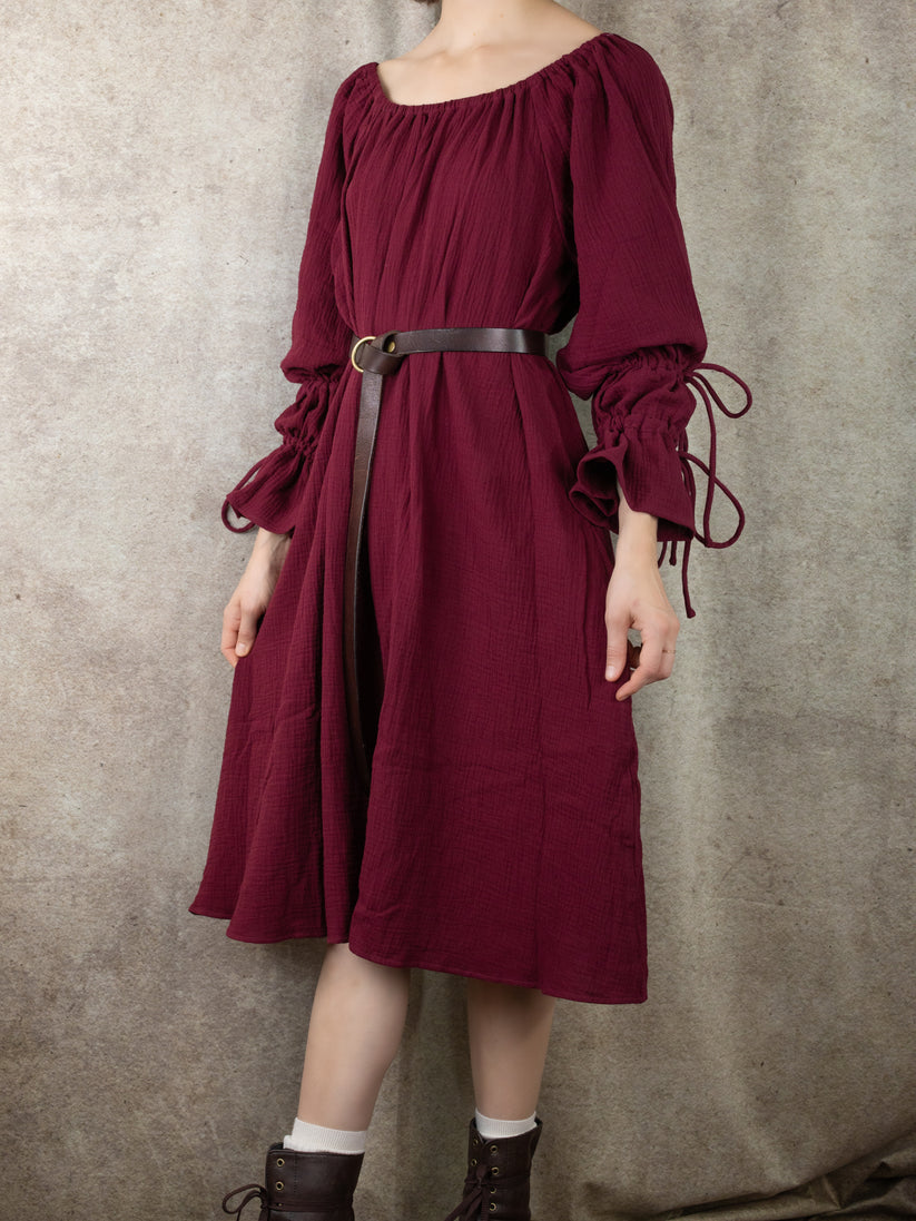 Dark Red Cotton Long Puff Sleeve Chemise – French Meadows