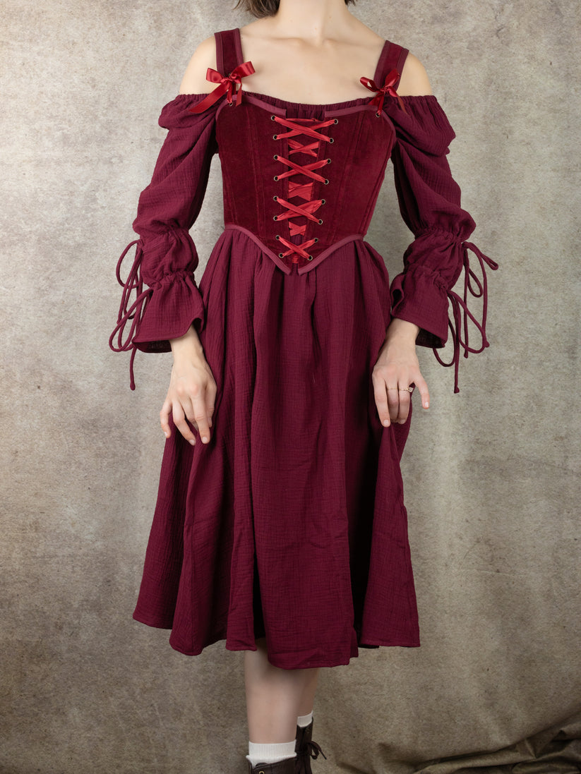 Dark Red Cotton Long Puff Sleeve Chemise – French Meadows