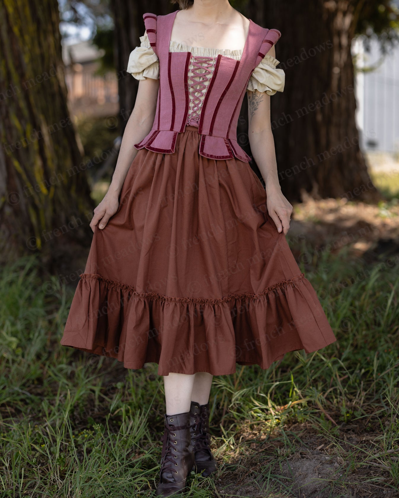Rust Orange Linen Midi Skirt | Ruffle Hem Skirt – French Meadows