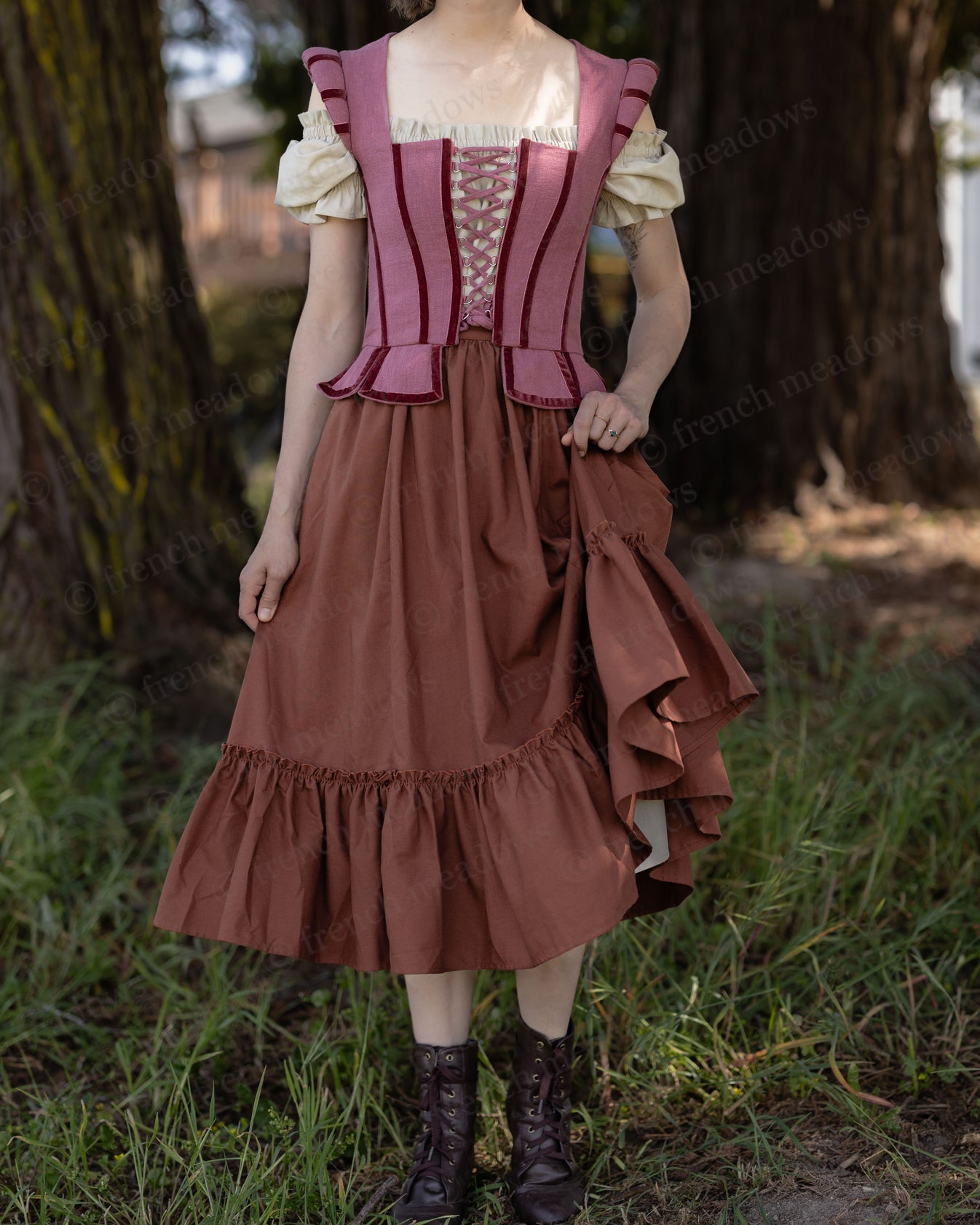 Rust Orange Linen Midi Skirt | Ruffle Hem Skirt – French Meadows