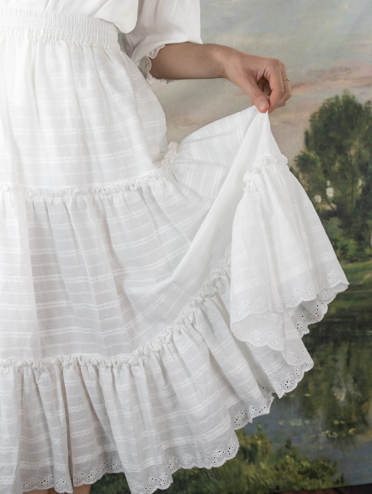 White Cotton Petticoat | Lacey Ruffle Midi Renaissance Skirt – French ...